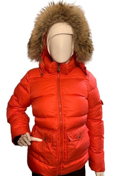 Pyrenex Women's Pink Down Filled Padded Fur Hooded Coat, UK Size 8 – V ...
